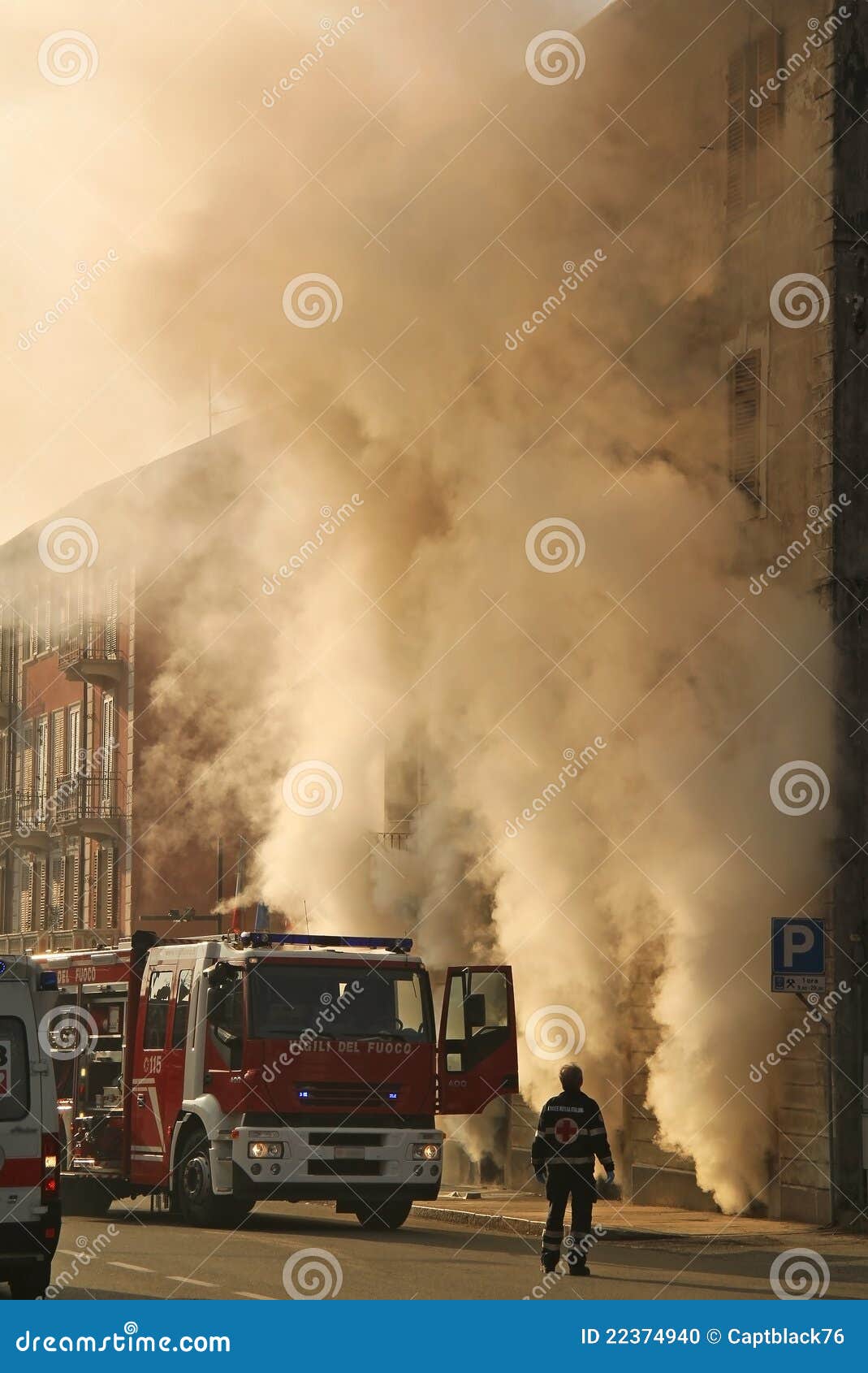Building on fire stock photo. Image of street, ambulance - 22374940