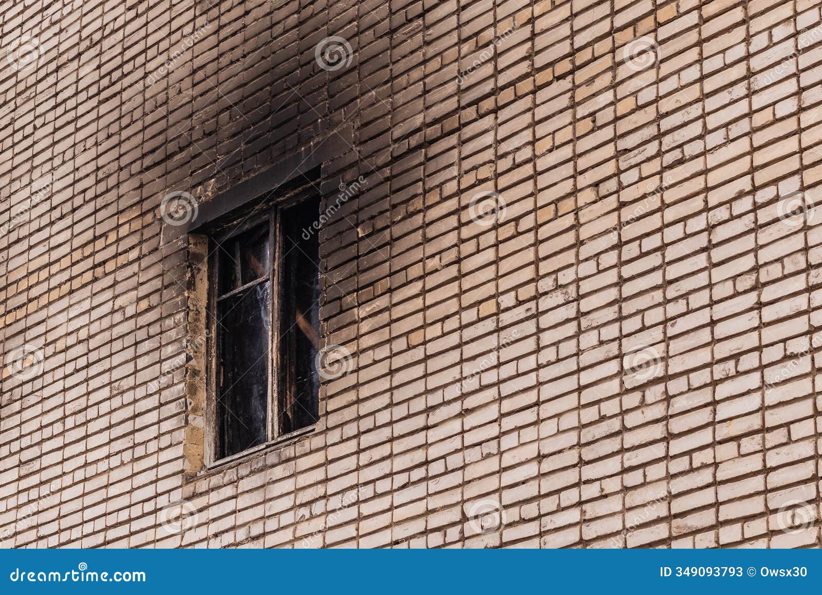 The Building after the Fire. Burned-out Window. Disaster. Soot on the ...