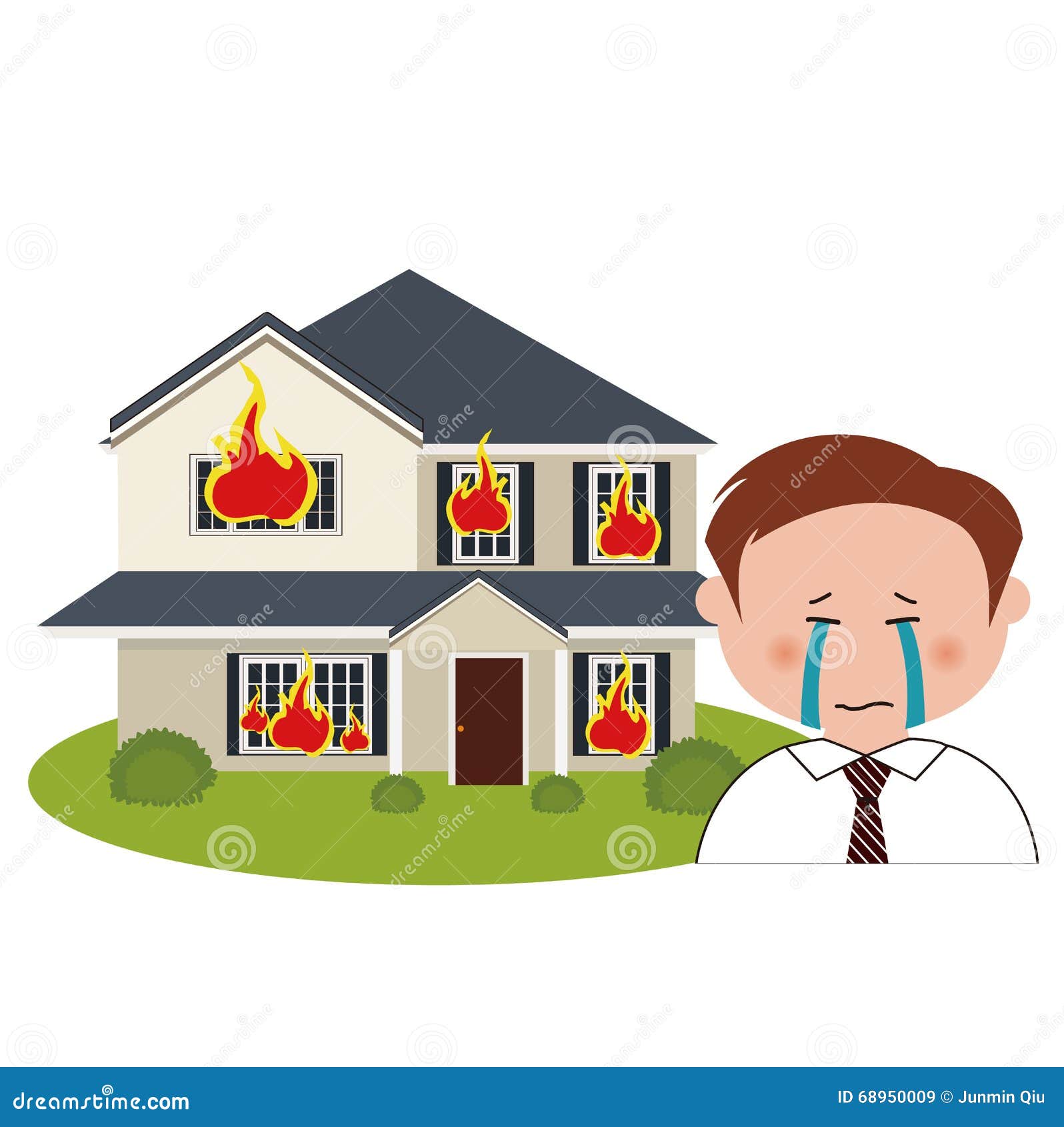 Building, fire stock illustration. Illustration of flaming - 68950009