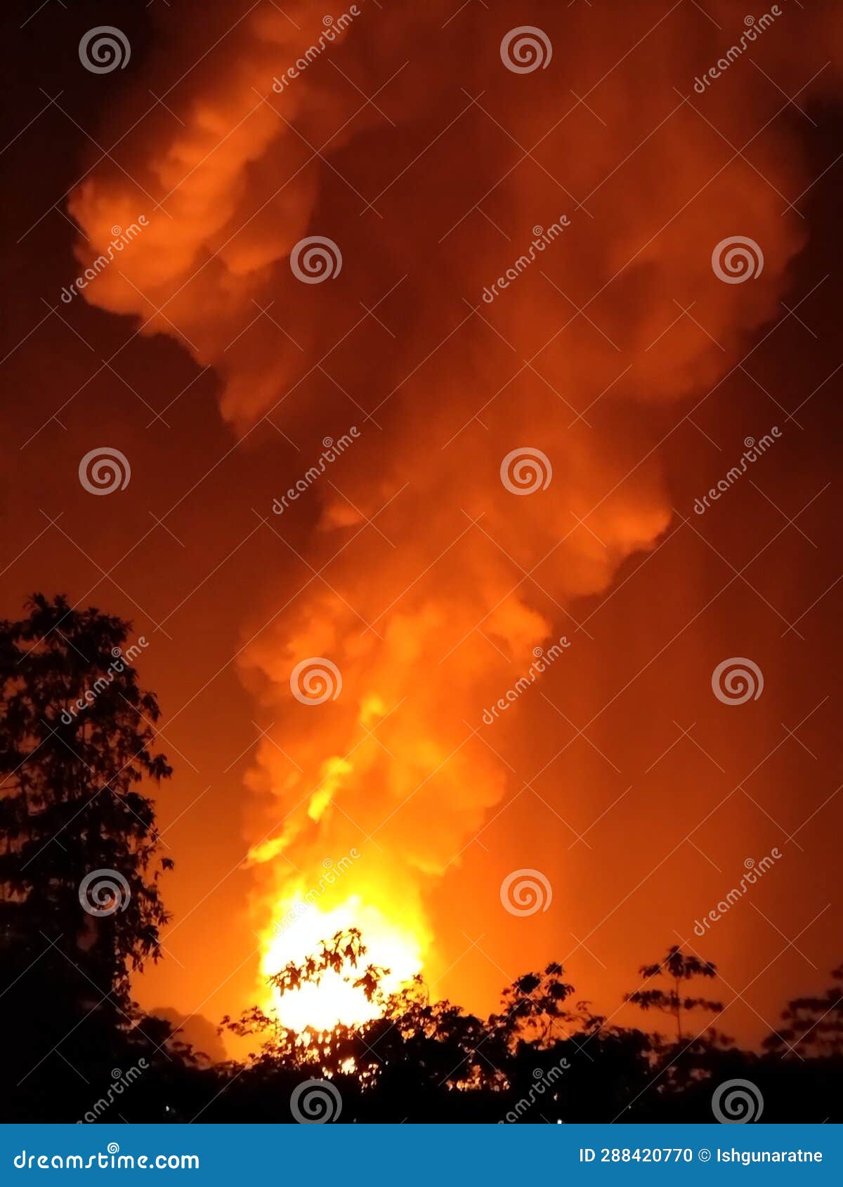 A Building on Fire during Night Time. Stock Photo - Image of wildfire ...
