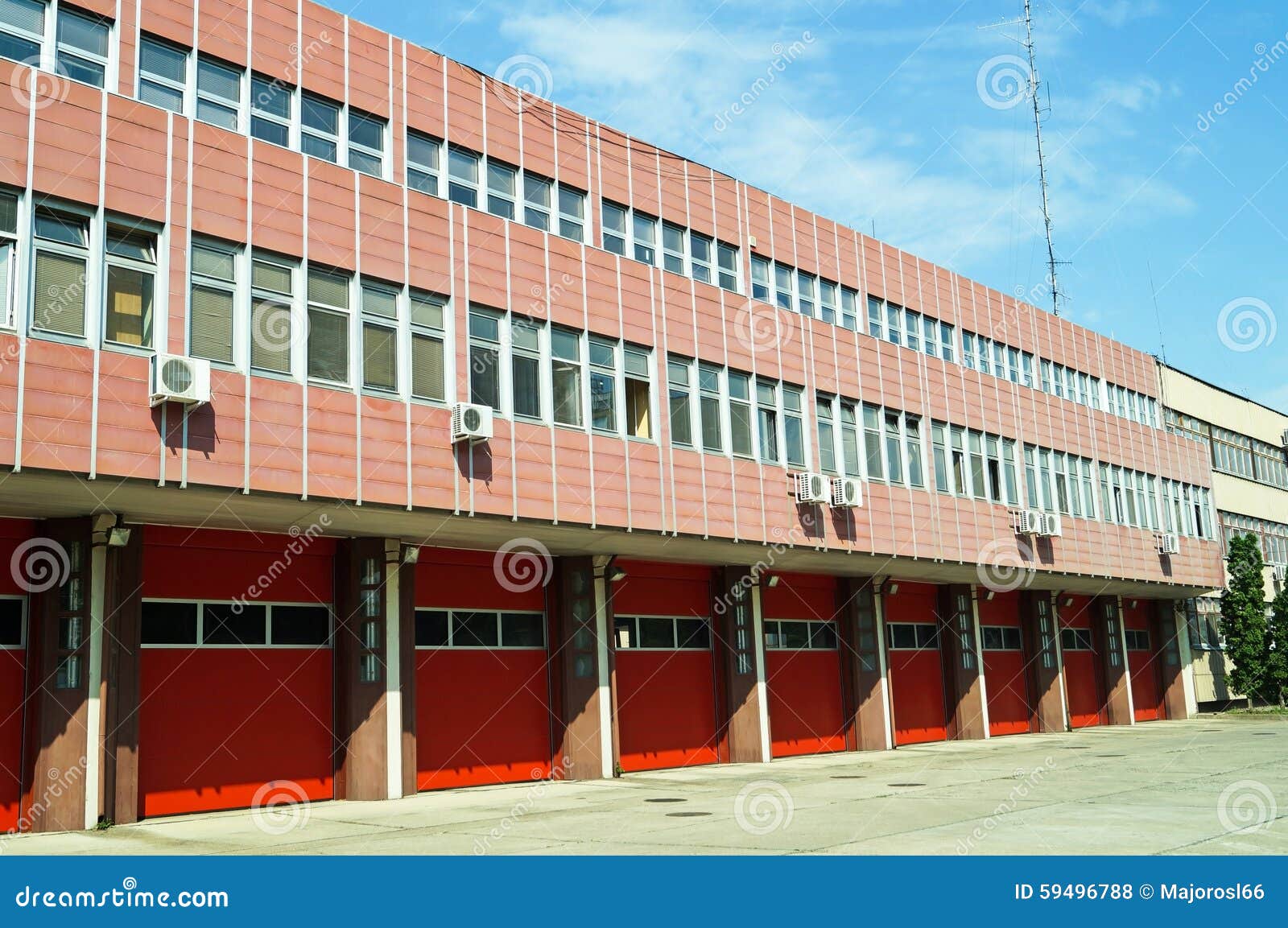 Building of the Firefighter Station Stock Photo - Image of city, lamp ...