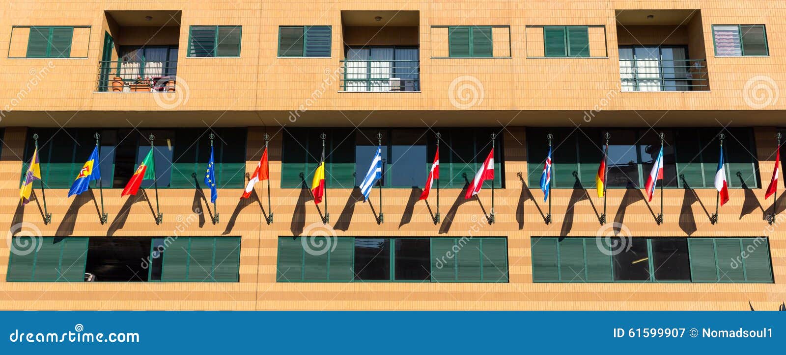 Building with flags stock image. Image of europe, city - 61599907