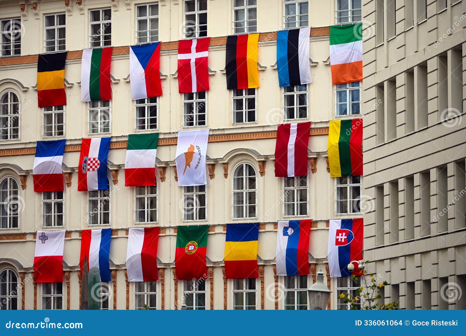 Building with Flags of Various European Countries in Vienna Stock Photo ...