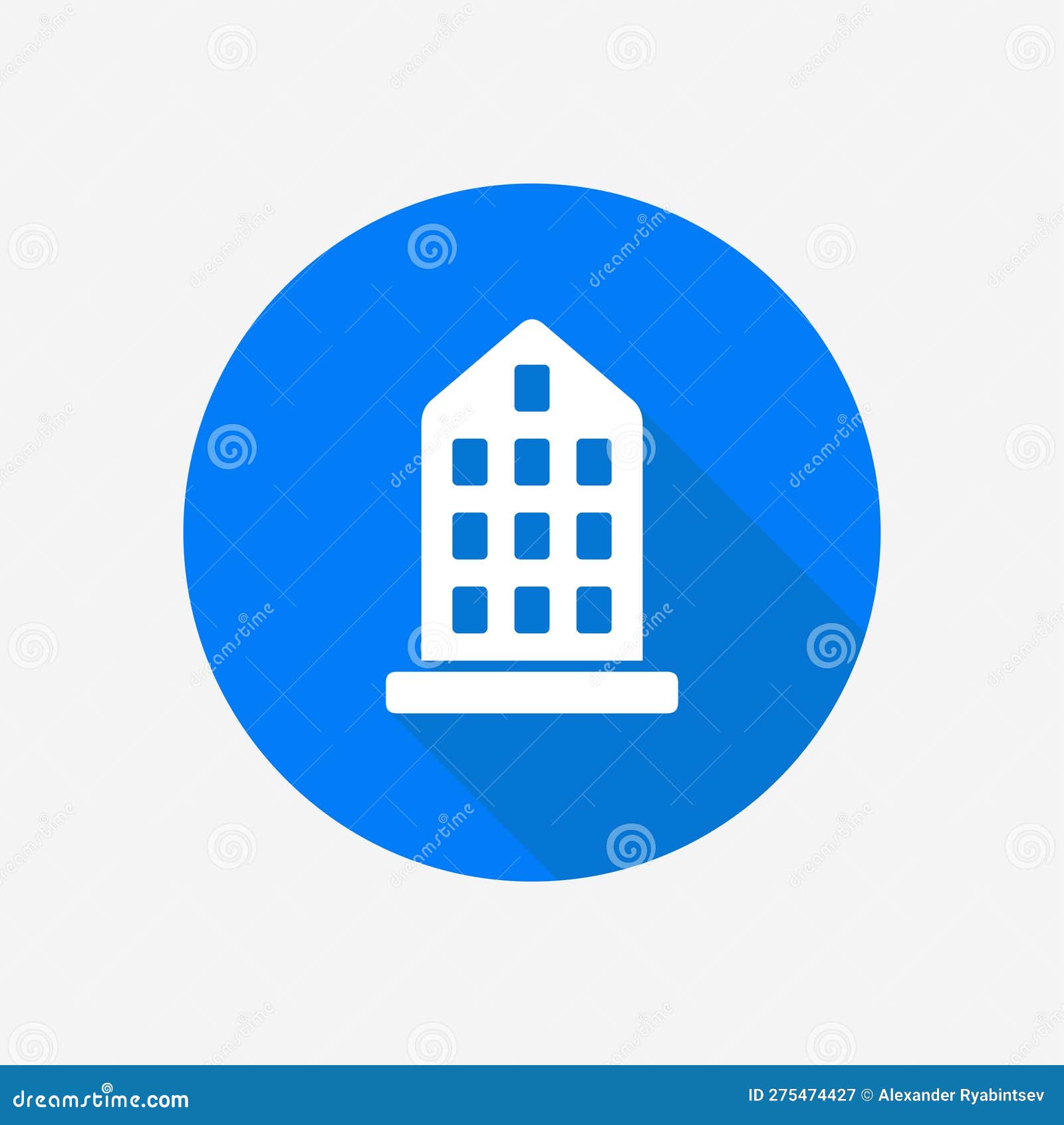 Building Flat Style Vector Icon White Coloured on Blue Circle Stock ...