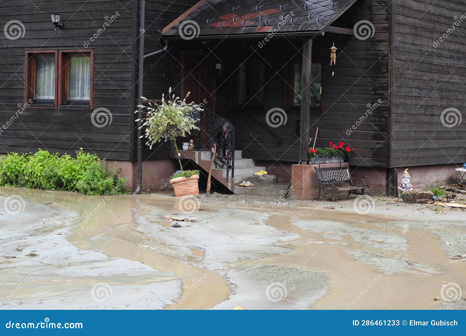 Building in a flooded area stock image. Image of nature - 286461233