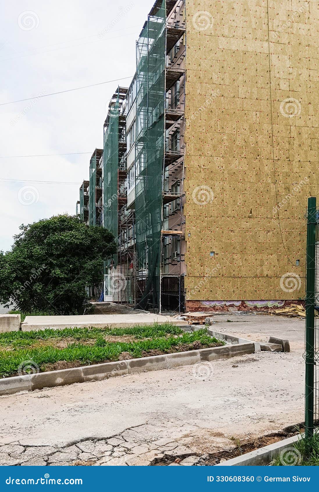 Building Forests at the House with a Protective Grid Stock Photo ...