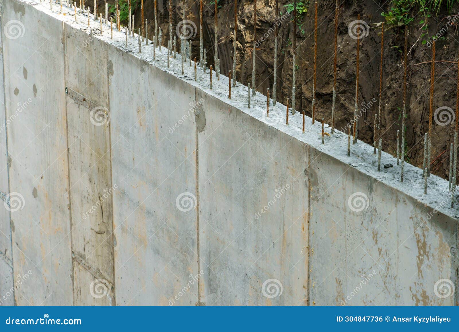 Building Foundation Construction. Monolithic Concrete and Reinforced ...