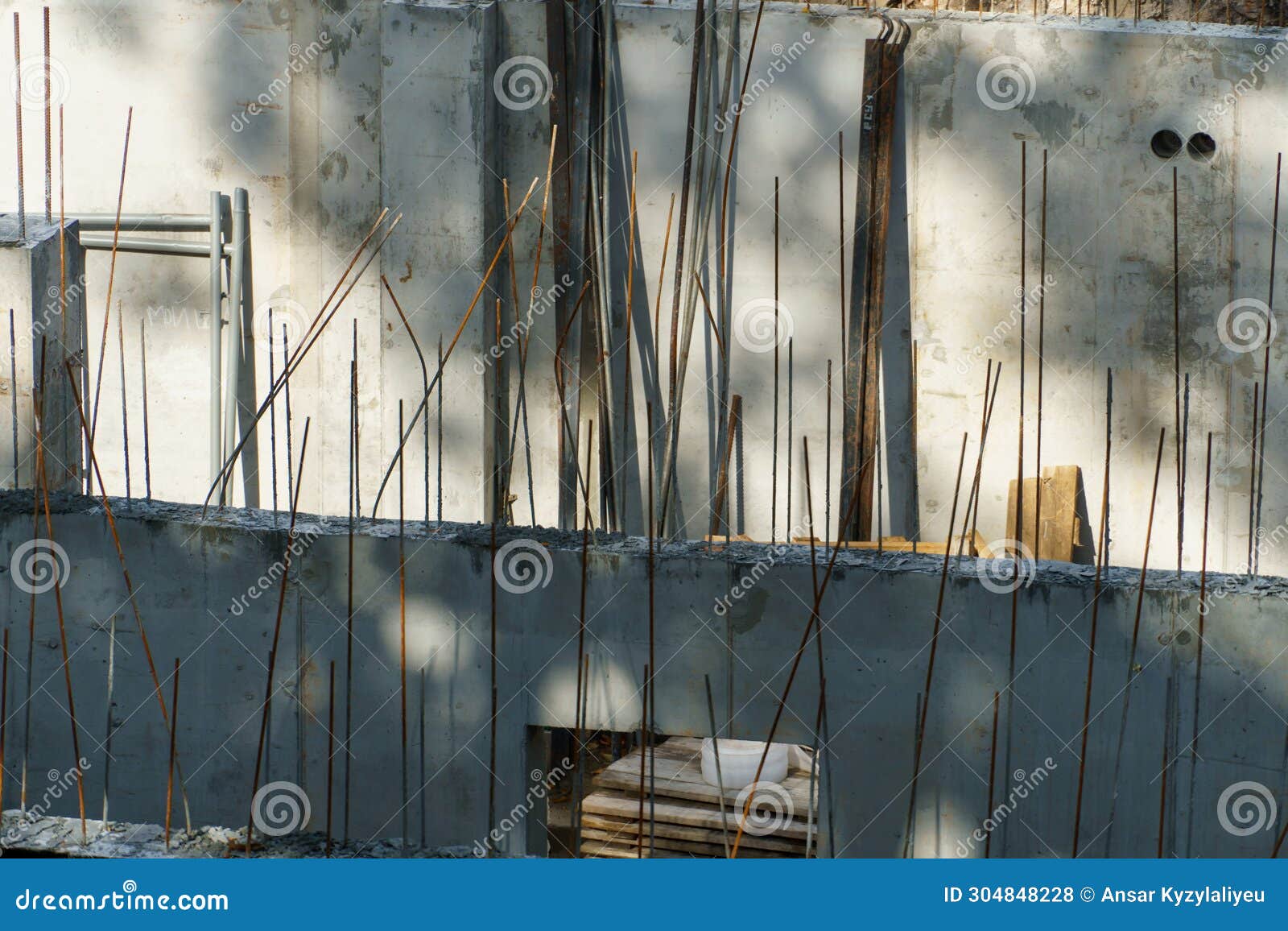 Building Foundation Construction. Monolithic Concrete and Reinforced ...