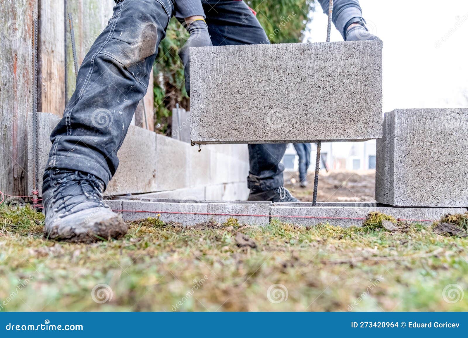 Building the Foundation of a House from a Lost Formwork Stock Photo ...