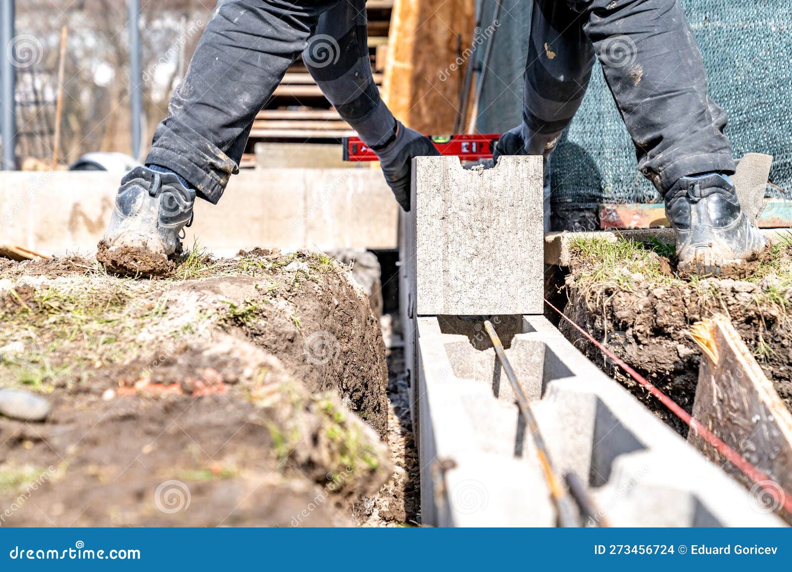 Building the Foundation of a House from a Lost Formwork Stock Photo ...