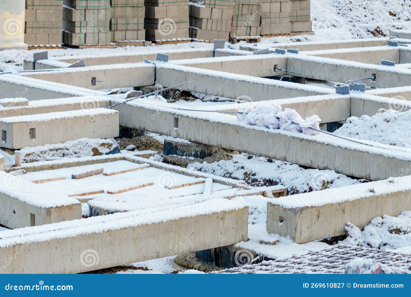 Building Foundation Made of Prestressed Concrete Beams in the Winter ...