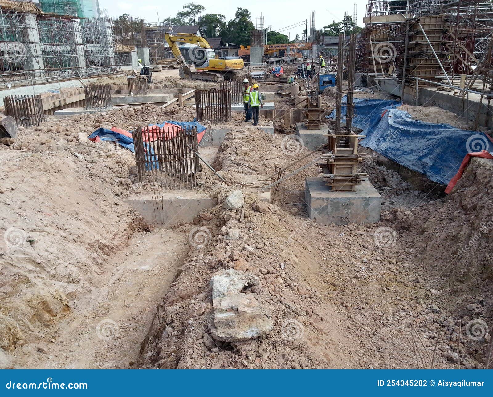 Building Foundation Work at the Construction Site in Kuala Lumpur ...