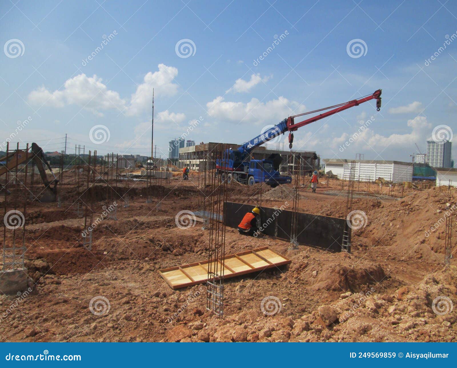 Building Foundation Work at Construction Site. Editorial Stock Image ...