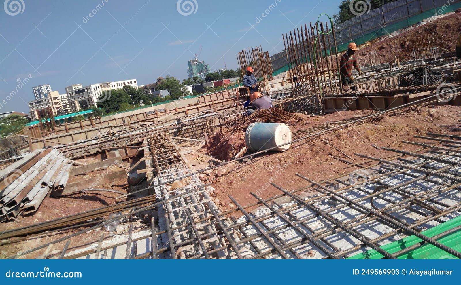 Building Foundation Work at Construction Site. Editorial Stock Photo ...