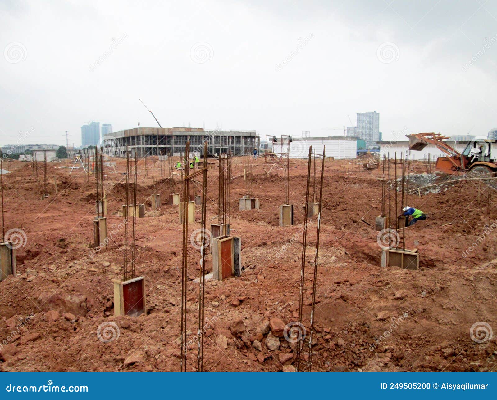 Building Foundation Work at Construction Site. Editorial Image - Image ...