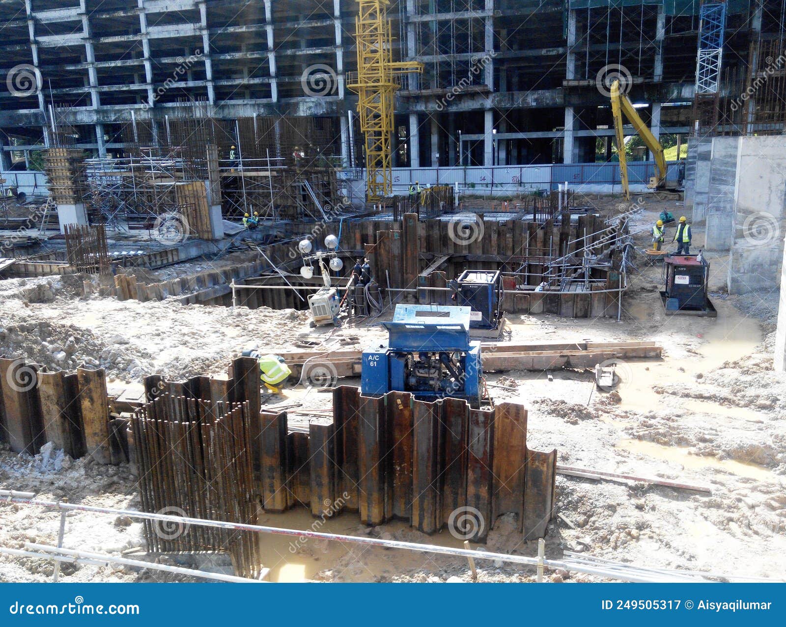 Building Foundation Work at Construction Site. Editorial Photography ...