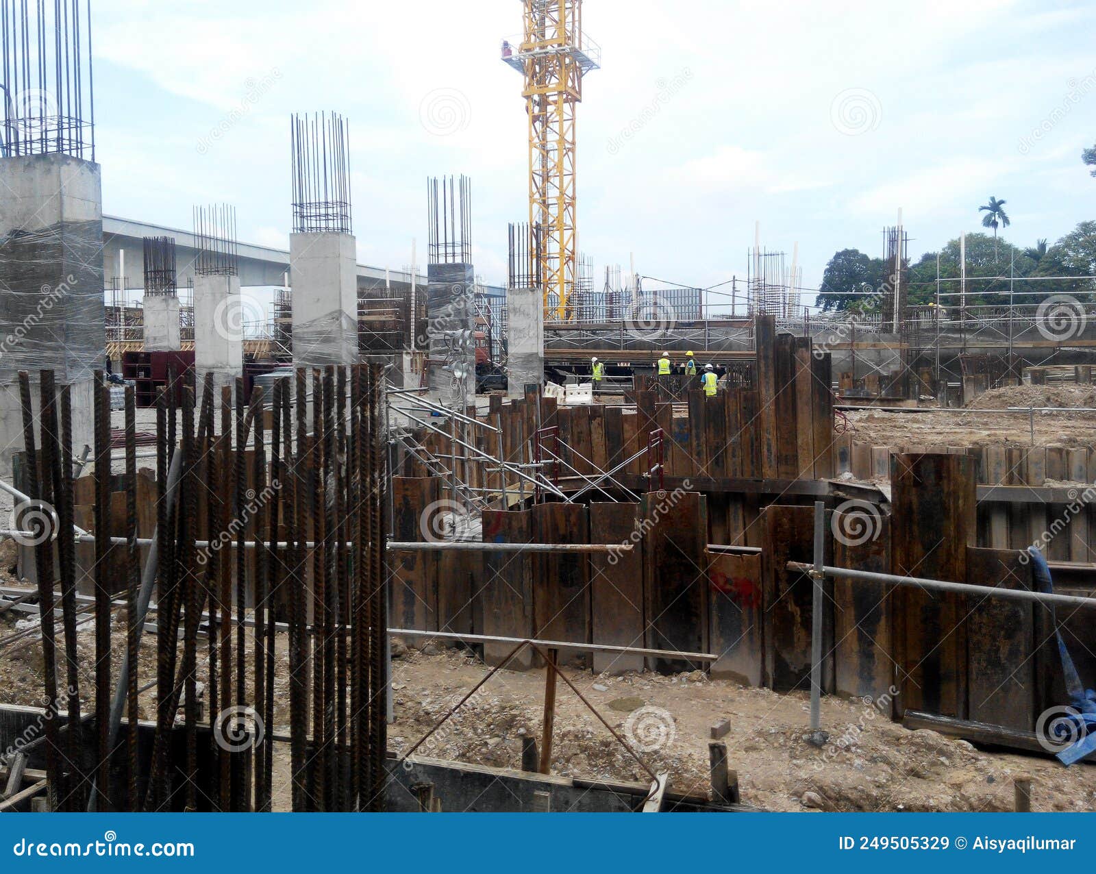 Building Foundation Work at Construction Site. Editorial Stock Image ...
