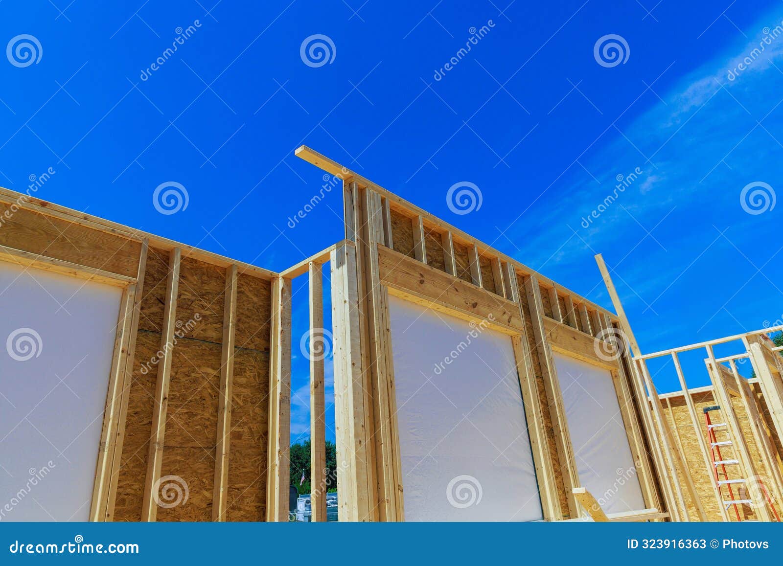Building Frame for Unfinished Interior Timber Support Beams during ...