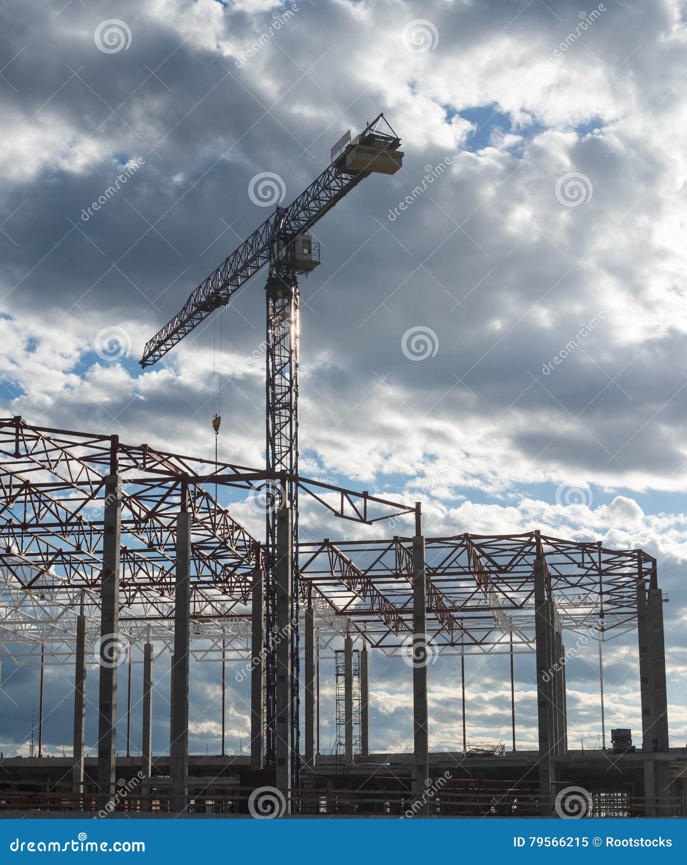 Building Framework and Tower Crane Stock Image - Image of gray, framing ...