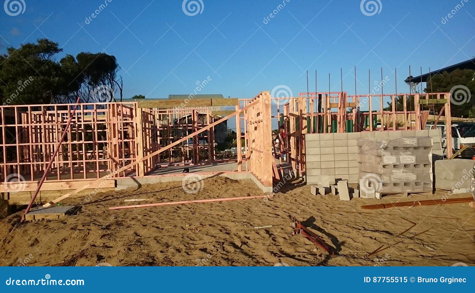Building stock image. Image of wall, framing, nogs, sand - 87755515