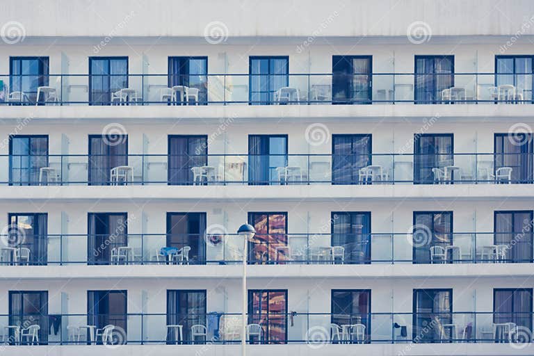 Modern Building Front Wall with Repeating Pattern of Windows and ...