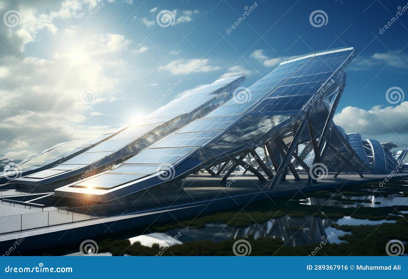 Building the Future Futuristic Design with Solar Panels. Generative AI ...