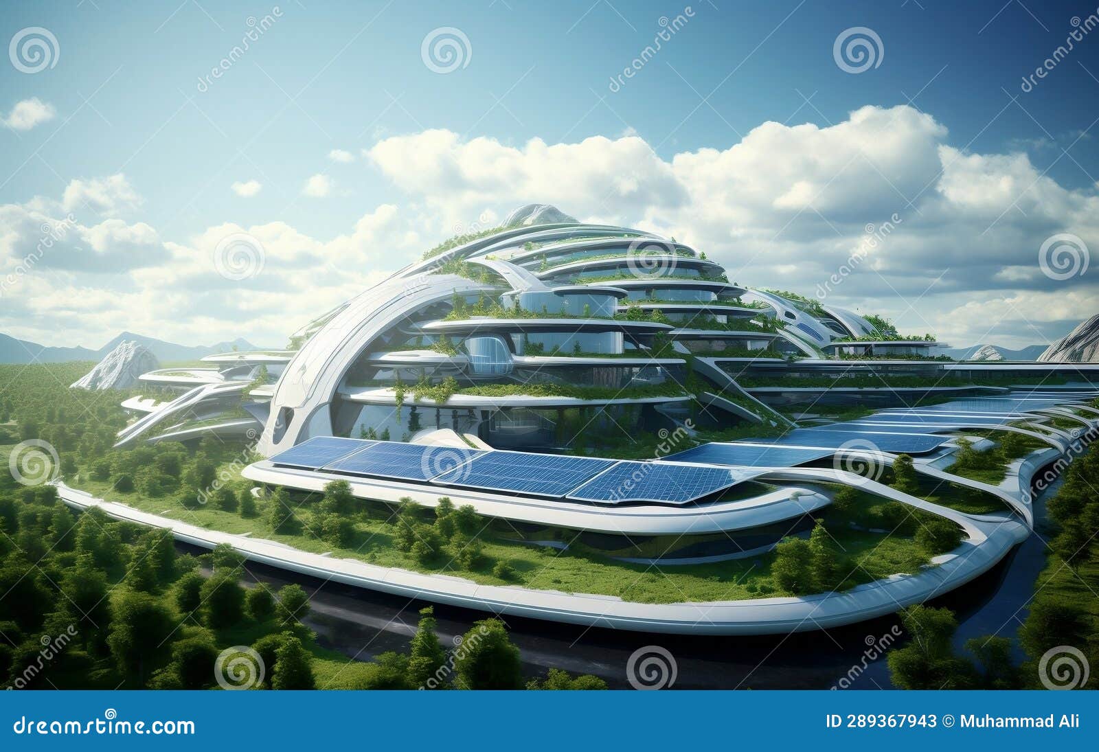 Building the Future Futuristic Design with Solar Panels. Generative AI ...