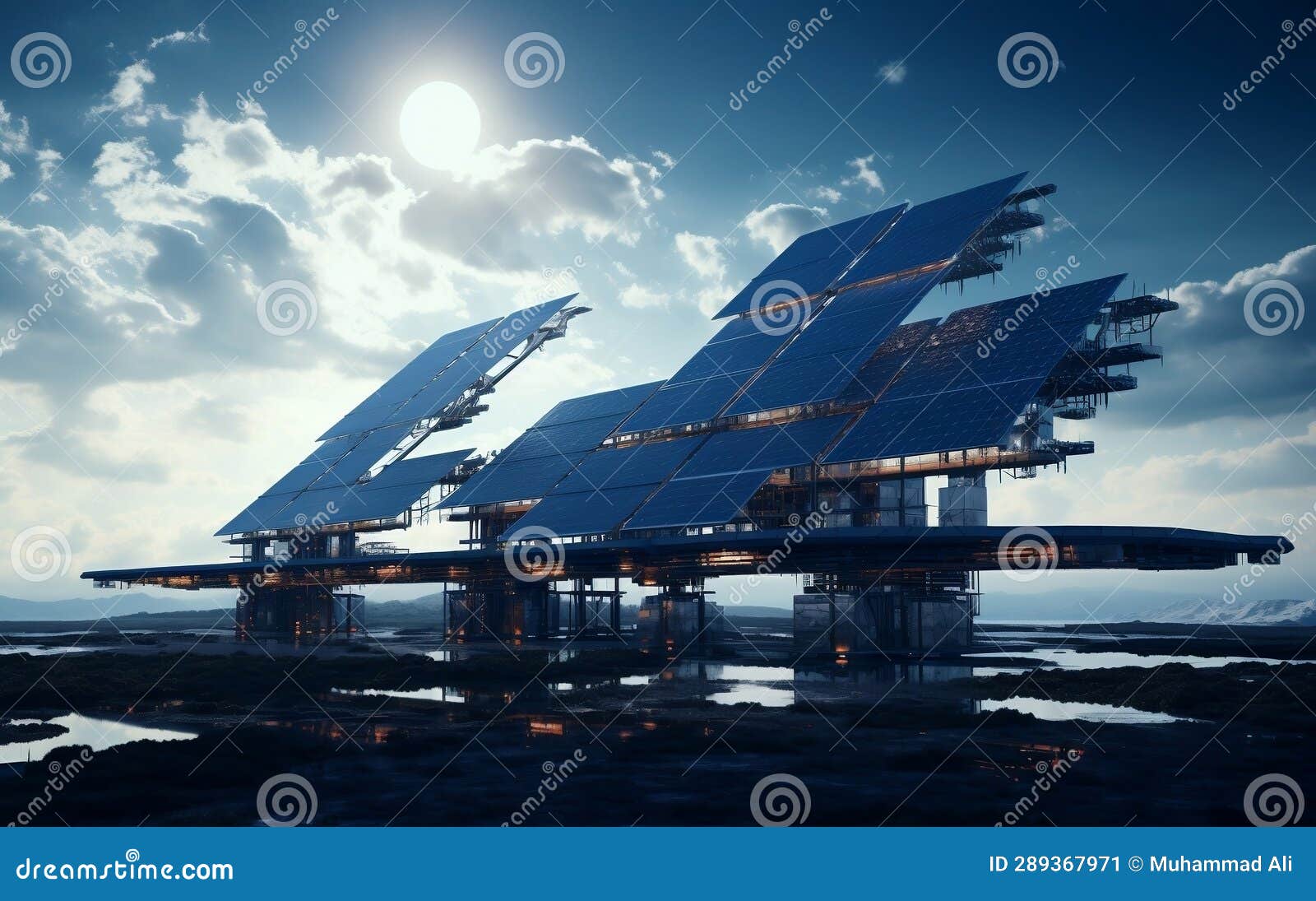 Building the Future Futuristic Design with Solar Panels. Generative AI ...