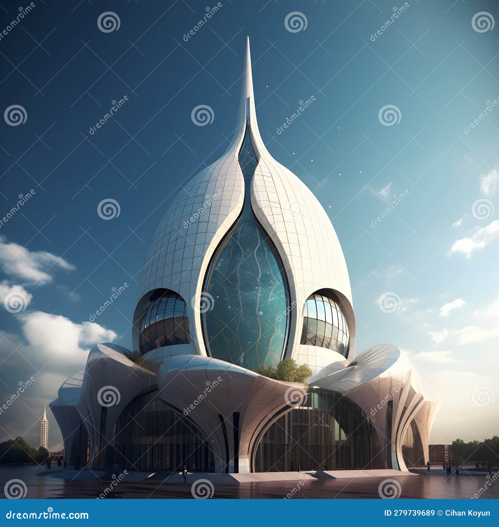 Building the Future, a Visionary 3d Render in a Blue Sky with Clouds ...