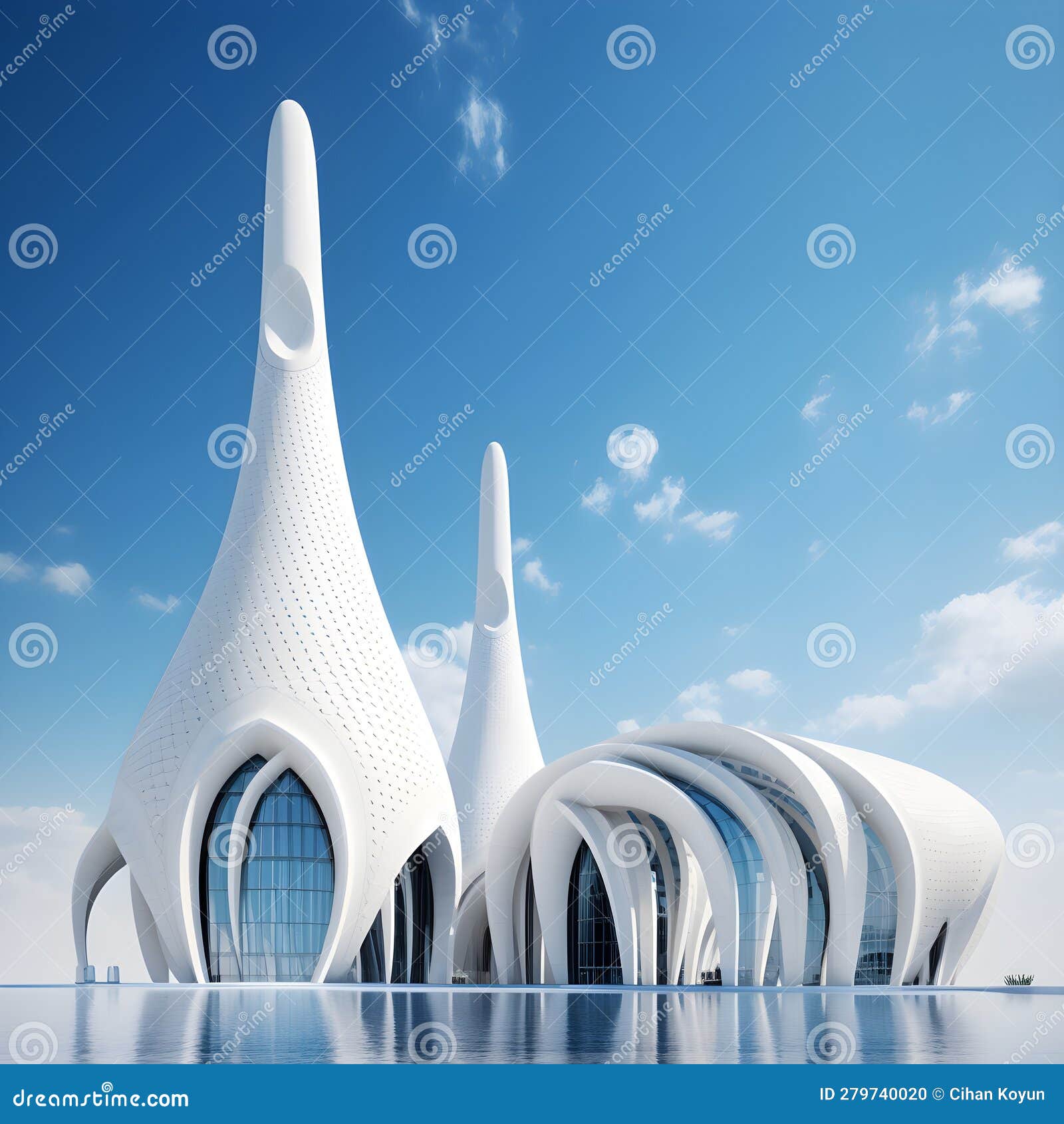 Building the Future, a Visionary 3d Render in a Blue Sky with Clouds ...