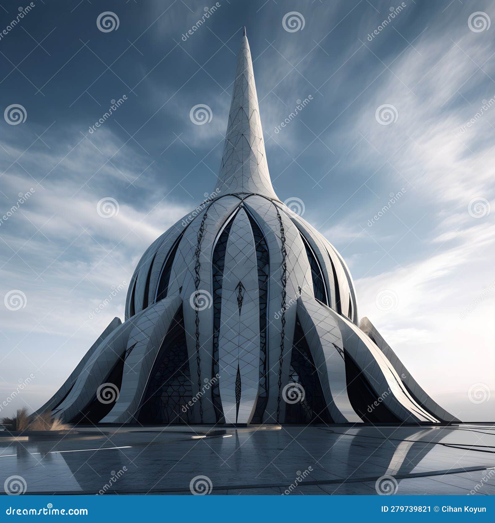 Building the Future, a Visionary 3d Render in a Blue Sky with Clouds ...