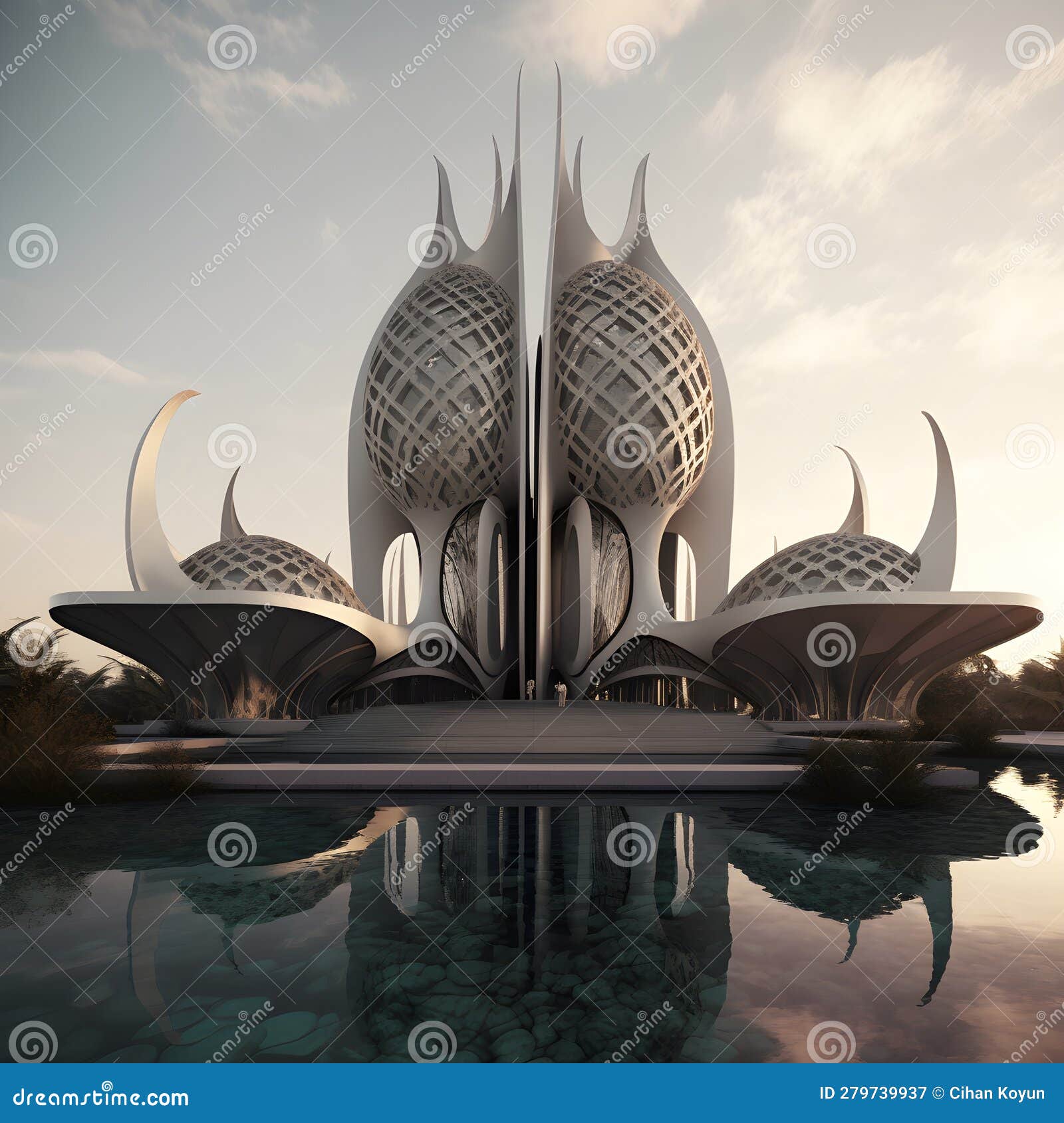 Building the Future, a Visionary 3d Render in a Blue Sky with Clouds ...