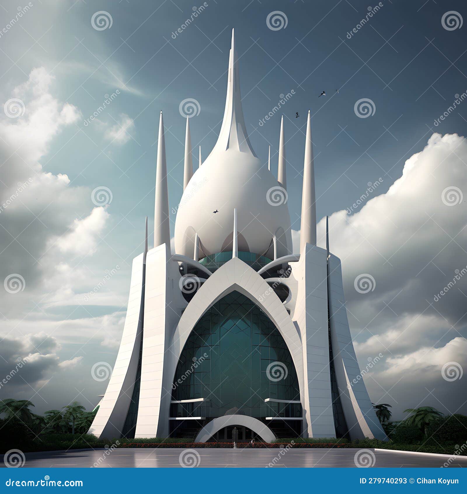 Building the Future, a Visionary 3d Render in a Boundless Sky Stock ...