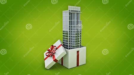 Building. Gift box concept stock illustration. Illustration of ...