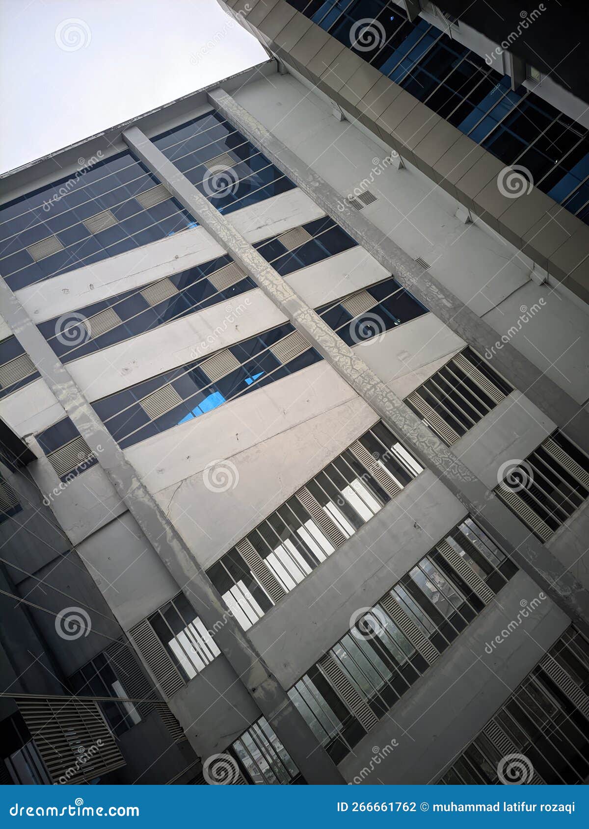 Building with Glass Walls Overcast Sky Background Stock Photo - Image ...