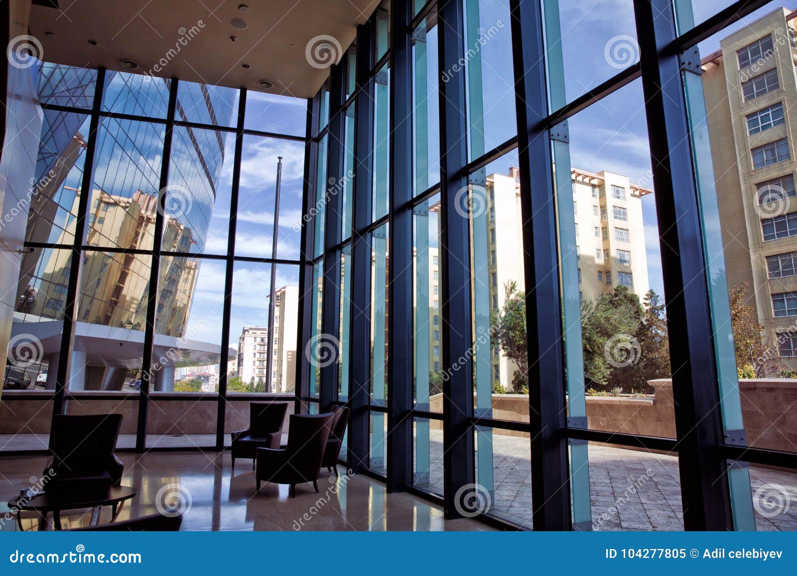 Building Glass . Window View of the Building . Empty Office Room on ...