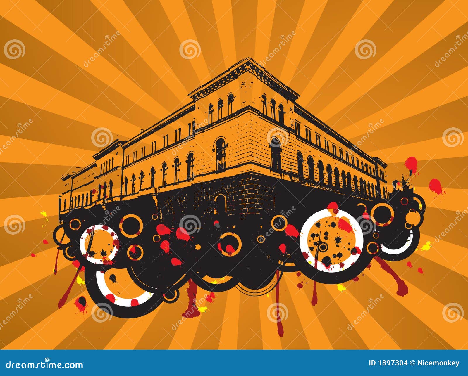 Building gothic orange stock vector. Illustration of circle - 1897304