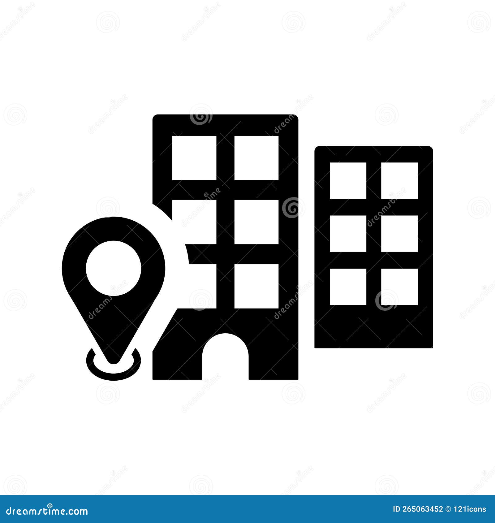 Building, Gps, Local Icon. Black Vector Graphics Stock Illustration ...