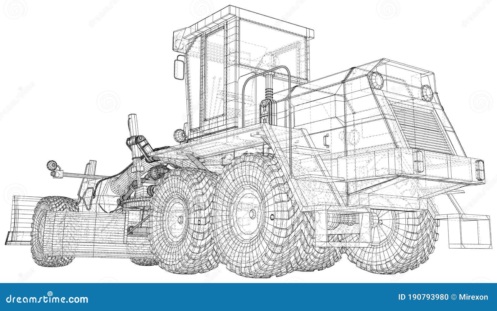Building Grader Isolated. 3D Rendering. Wire-frame. the Layers of ...