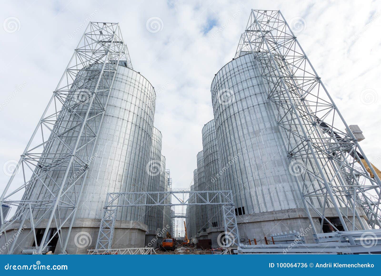 A Group of Granaries for Storing Wheat and Other Cereal Grains. a Row ...
