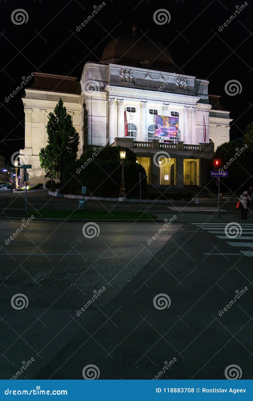 The Building of the Grazer Opera House at Night, Graz, Austria ...