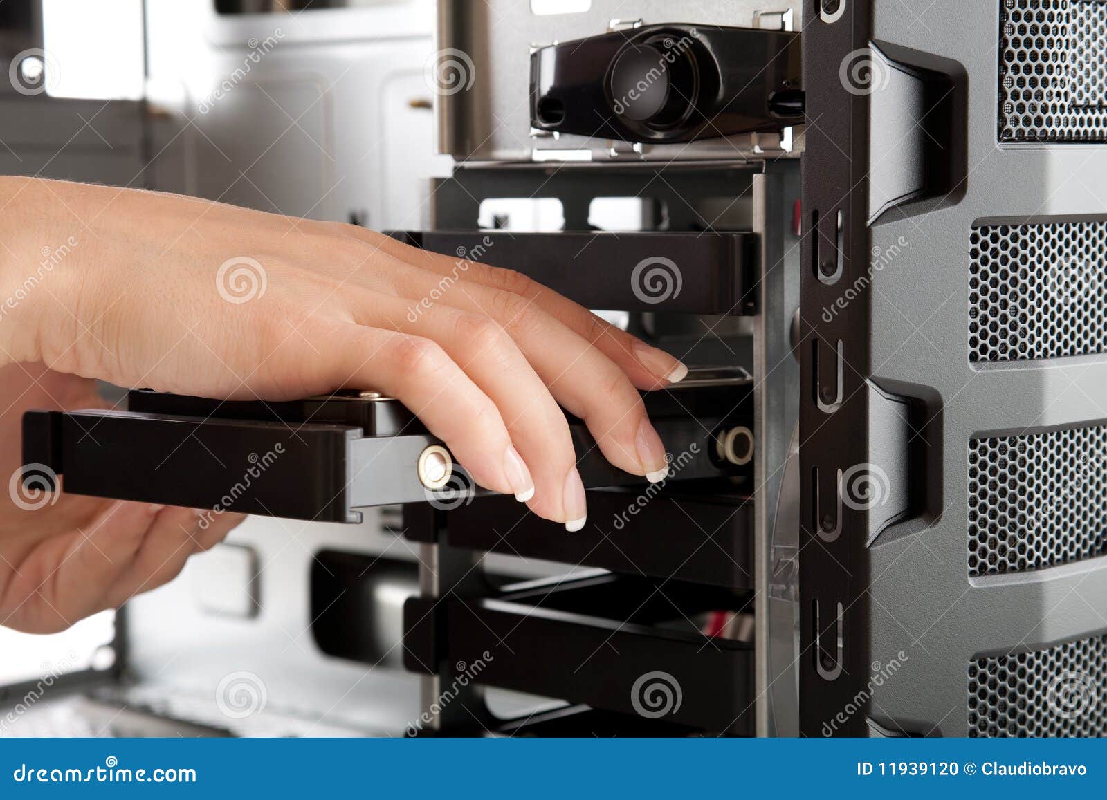 Building a Hard Drive in To a New PC Stock Photo - Image of inside ...