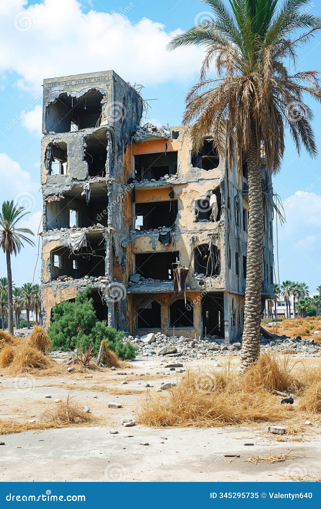 A Building that Has Been Destroyed by an Explosion in the Desert Stock ...
