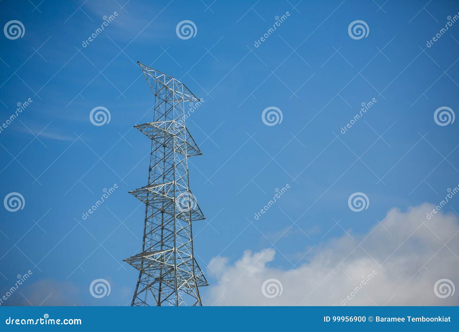 The Building of the High Voltage Power Pole No Power Line Under Stock ...