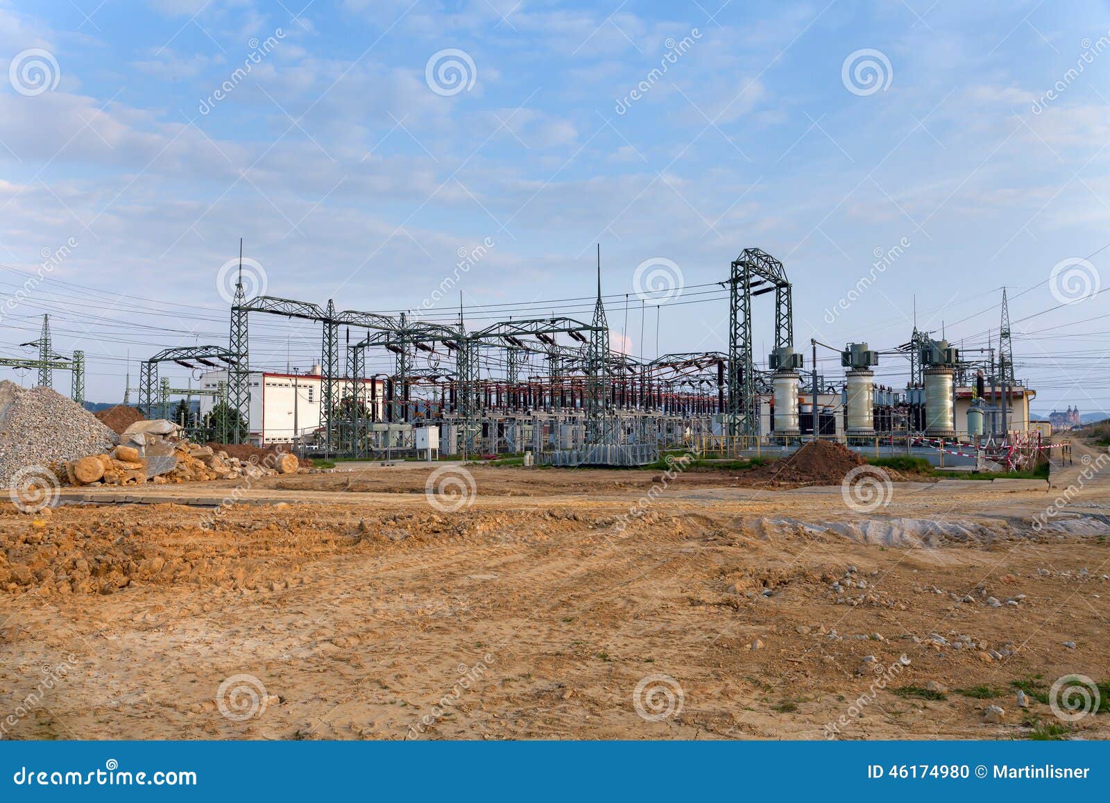Building on a High-voltage Substation Stock Photo - Image of structure ...