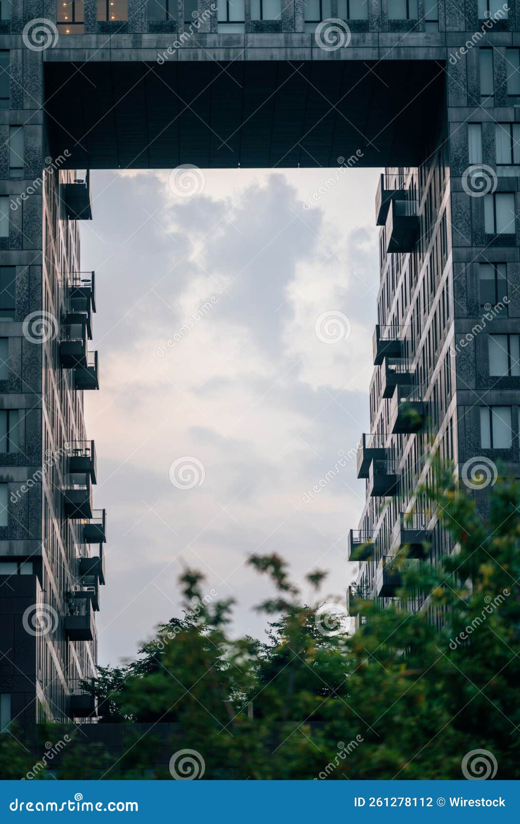 Building with a Hole Opening a Sky View Stock Photo - Image of green ...