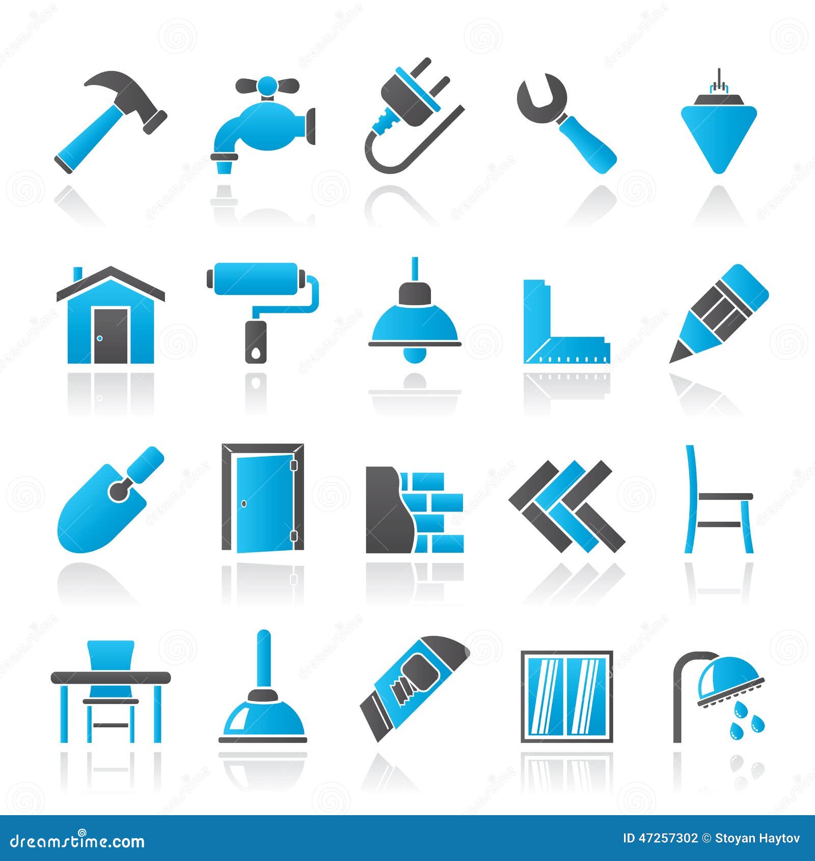 Building and Home Renovation Icons Stock Vector - Illustration of ...