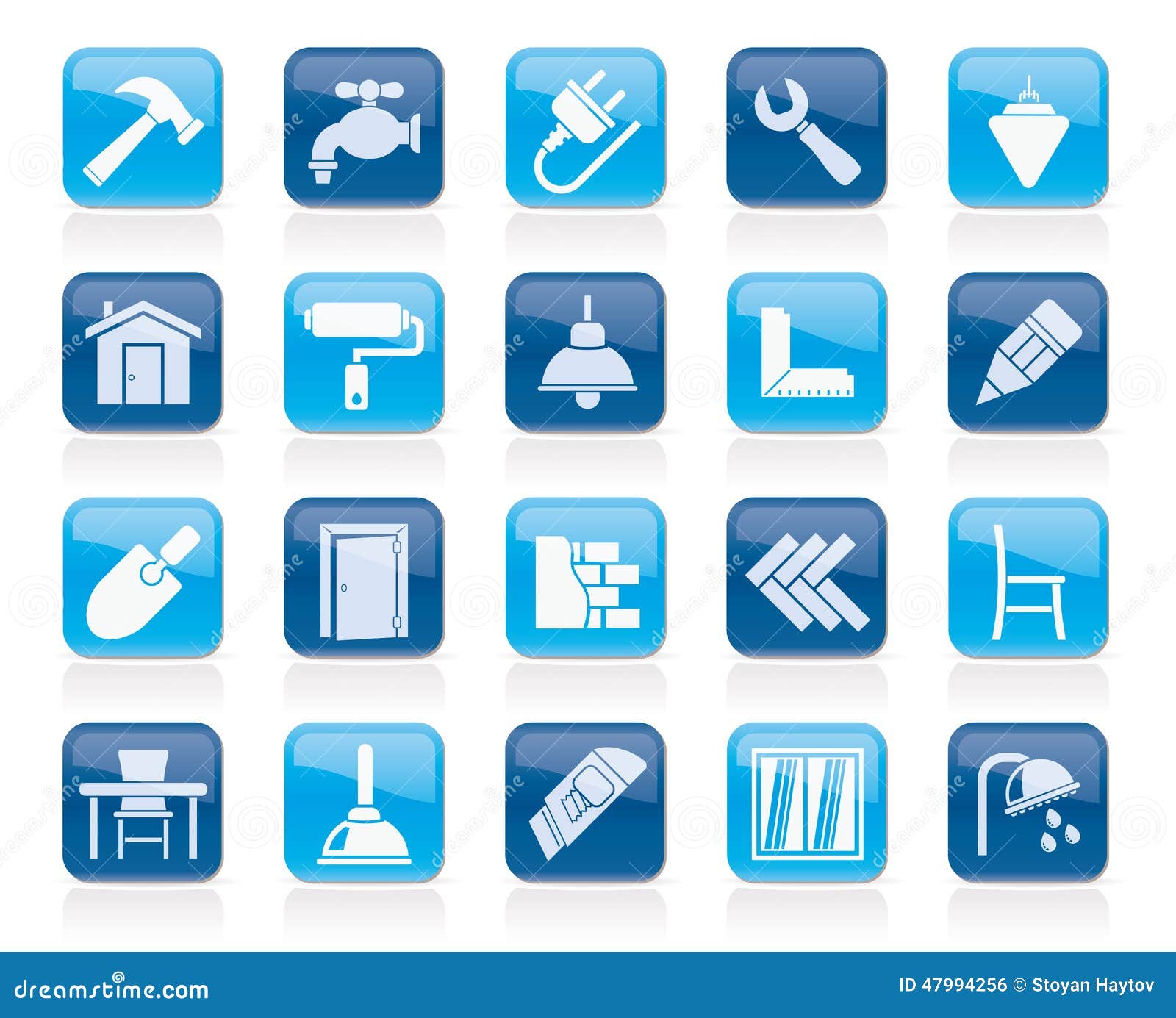 Building and Home Renovation Icons Stock Vector - Illustration of door ...