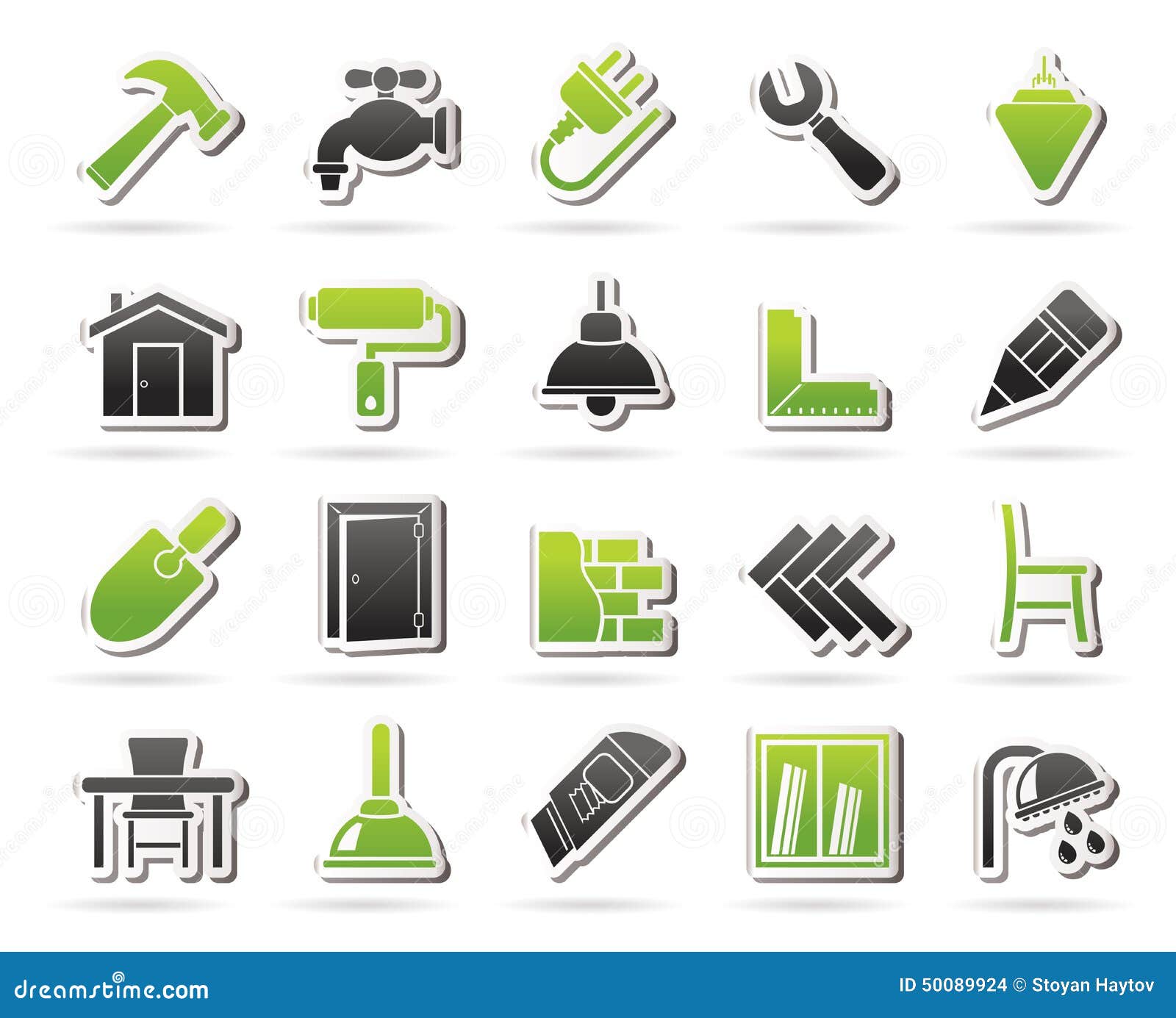 Building and Home Renovation Icons Stock Vector - Illustration of door ...