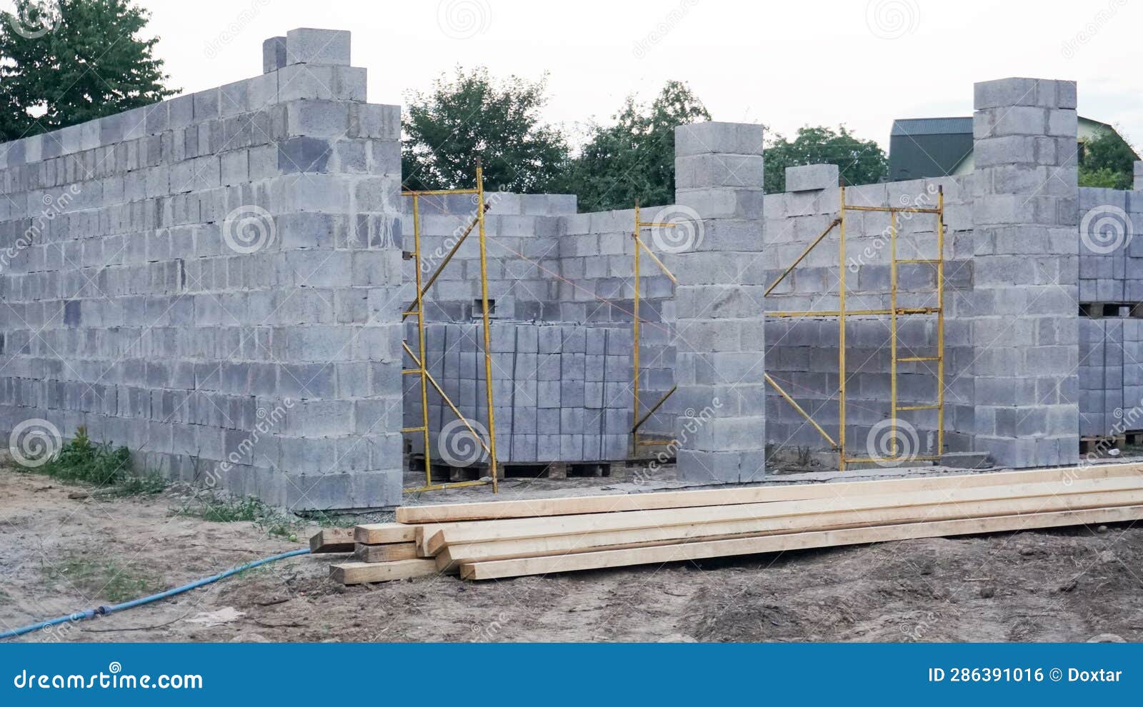 Building a House, Blocks and Bricks, Floor Boards Stock Photo - Image ...